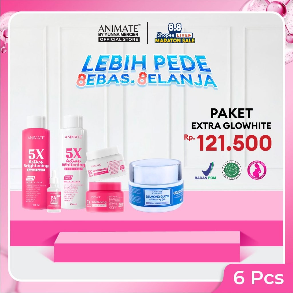 Jual Animate Paket Extra Glowhite (Animate 5x Active Whitening Series ...