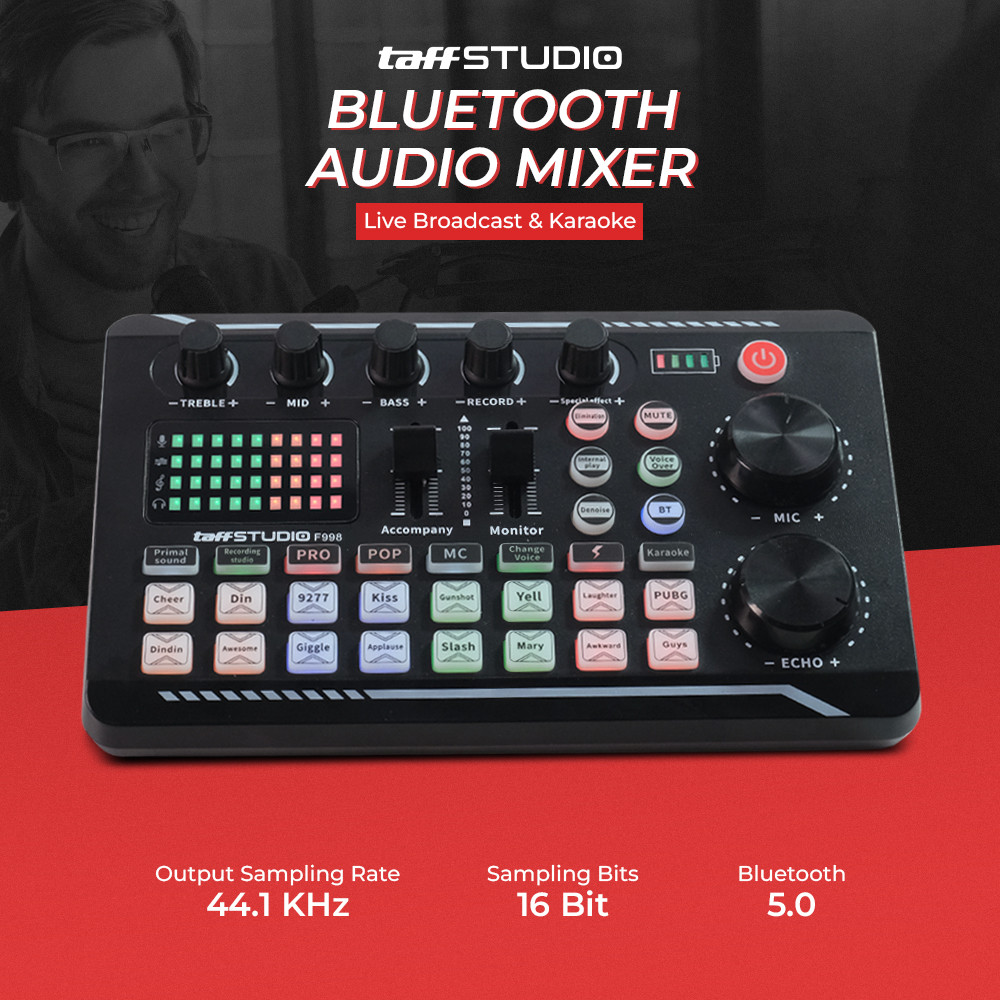 Jual TaffSTUDIO Pro Audio Bluetooth Mixer Sound Card Live Broadcast ...