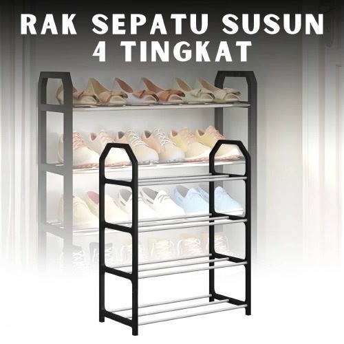 Jual Rak Sepatu 4 Tingkat Tempat Sendal Rak Buku Stainless Rakit 4 ...