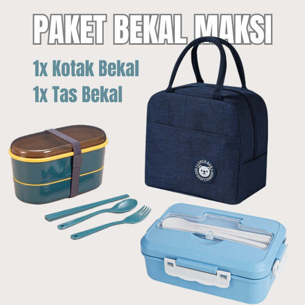 Jual PAKET Kotak Makan Botol Minum Bekal Anak Sekolah FREE Sendok Garpu Sumpit Bekal Makan Siang ...