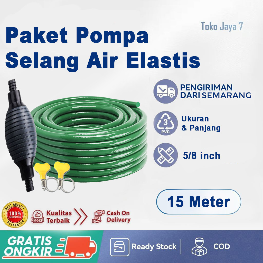 Jual SATU PAKET POMPA SELANG ELASTIS 5/8 INCH 15 METER POMPA MANUAL ...