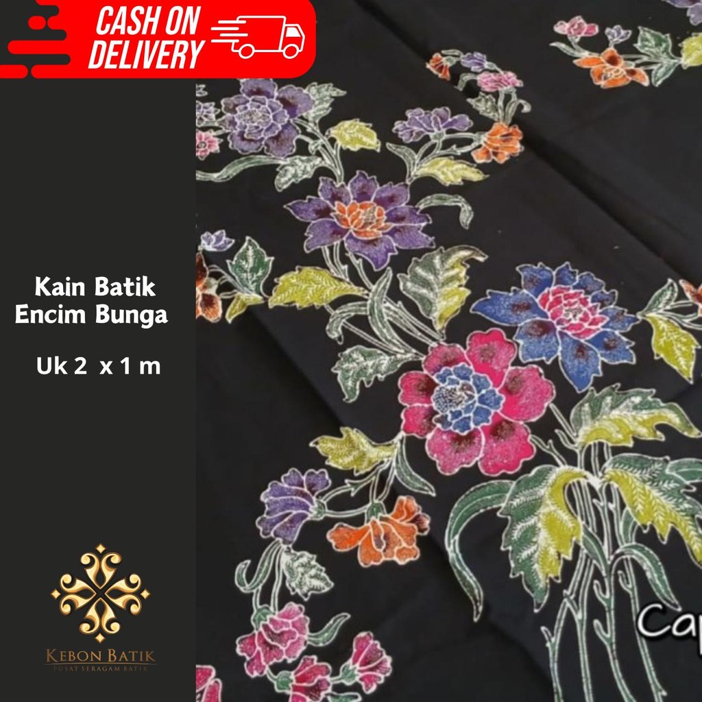 Jual Kain Batik Encim Cap Motif Bunga Banyak warna 2408290001 | Shopee ...