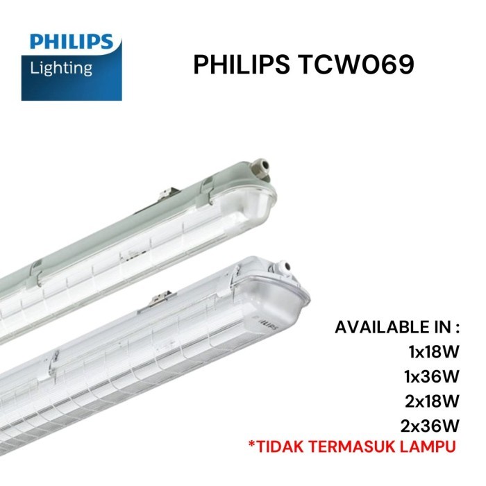 Jual PHILIPS Kap Lampu TL WATERPROOF TCW069 TCW 069 1x18 2x18 1x36 2x36 Watt | Shopee Indonesia