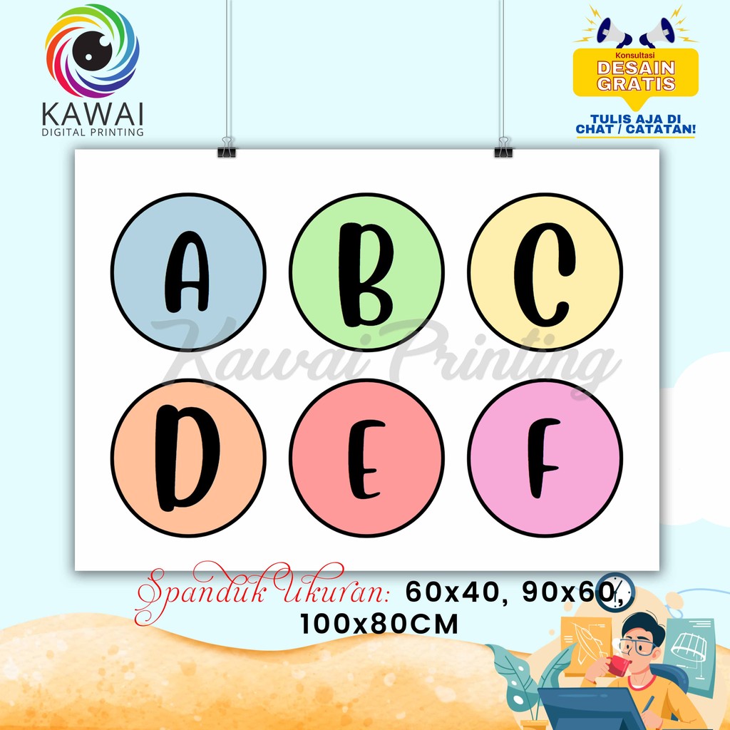 Jual SPANDUK / BANNER Huruf Abjad Alphabet Bulat-Bulat Free Desain | Shopee Indonesia
