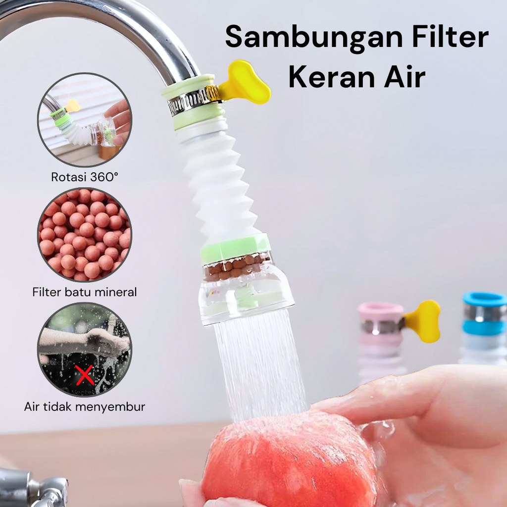 Jual Sambungan Keran Air Flexible 360 Derajat Anti Splash Dispenser Rak ...