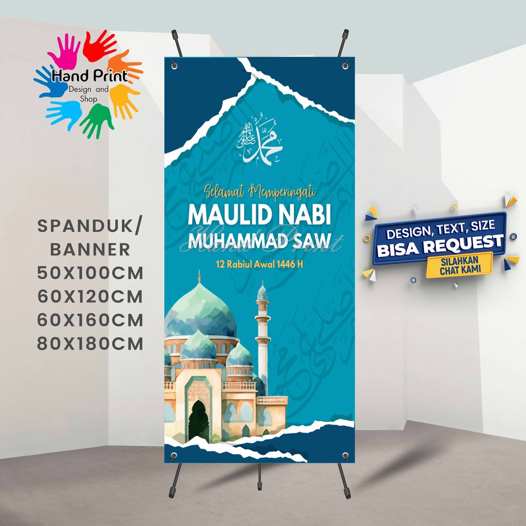 Jual Cetak Spanduk Banner Maulid`Nabi Biru Tua Dan Muda Lucu MMT ...