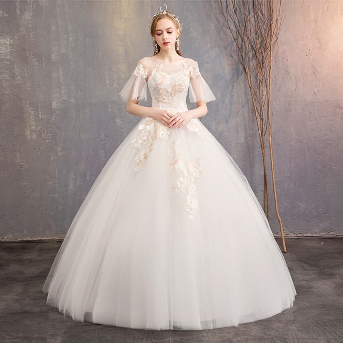 Jual WD-18 gaun pengantin wedding dress lace putih import high quality ...