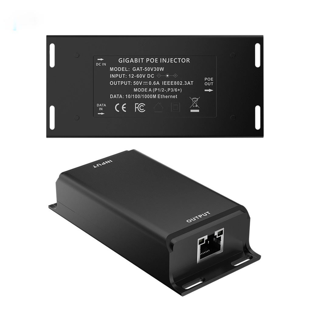 Jual Gigabit Active POE Injector Converter 12V DC Input 802.3af/at 50V ...