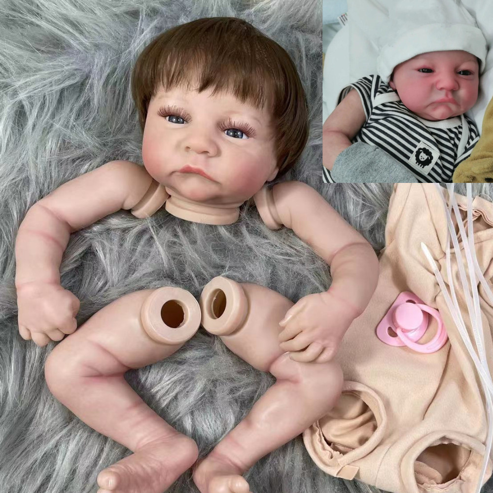 Jual 19Inch Levi Awake Painted Reborn Doll Kit With Rooted Hair 3D ...