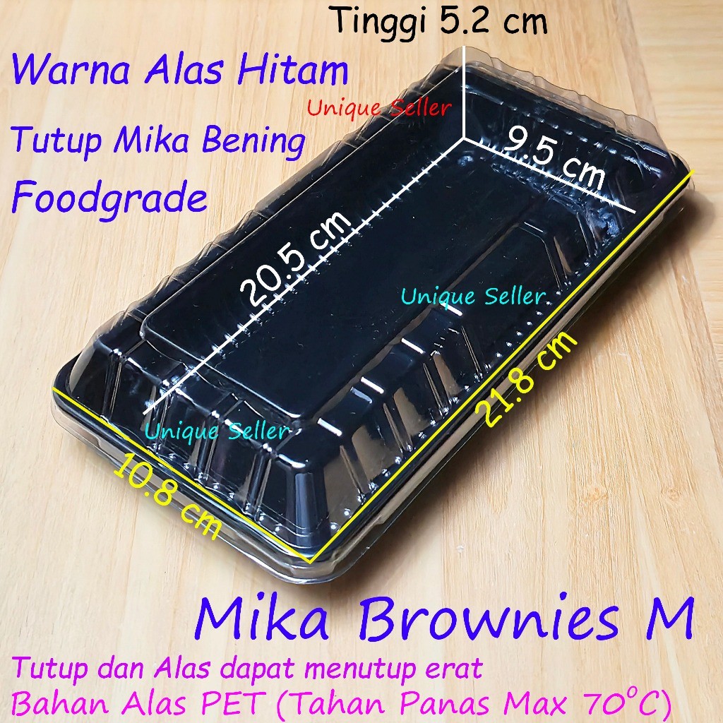 Jual [Isi50] Mika Brownies M Sedang Medium Tanggung LUX Alas+Tutup / Tray Mika Brownies Tanggung ...