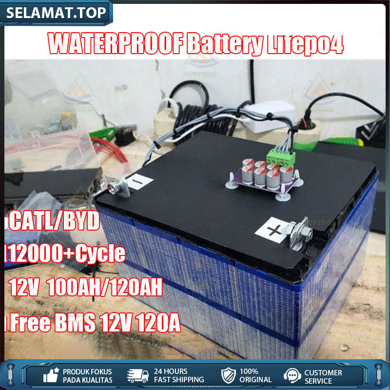 Jual 12000+Cycle WATERPROOF CATL/BYD Battery Lifepo4 12v BMS 100AH ...