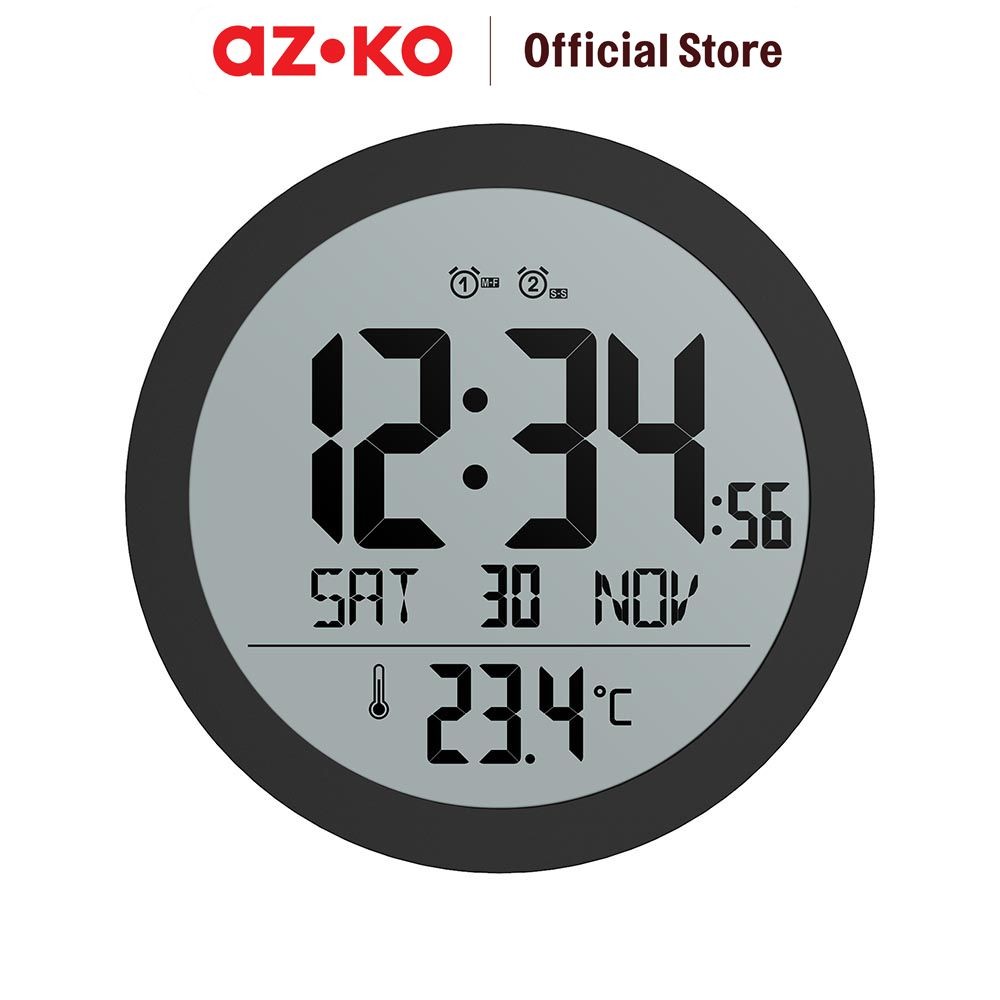 Jual AZKO Forhom Jam Dinding Lcd Digital Round - Hitam Wall Clock Jam ...