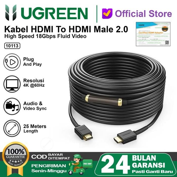 Jual Ugreen Kabel HDMI To HDMI 4K 60Hz 18Gbps Ultra HD 25M | Shopee Indonesia