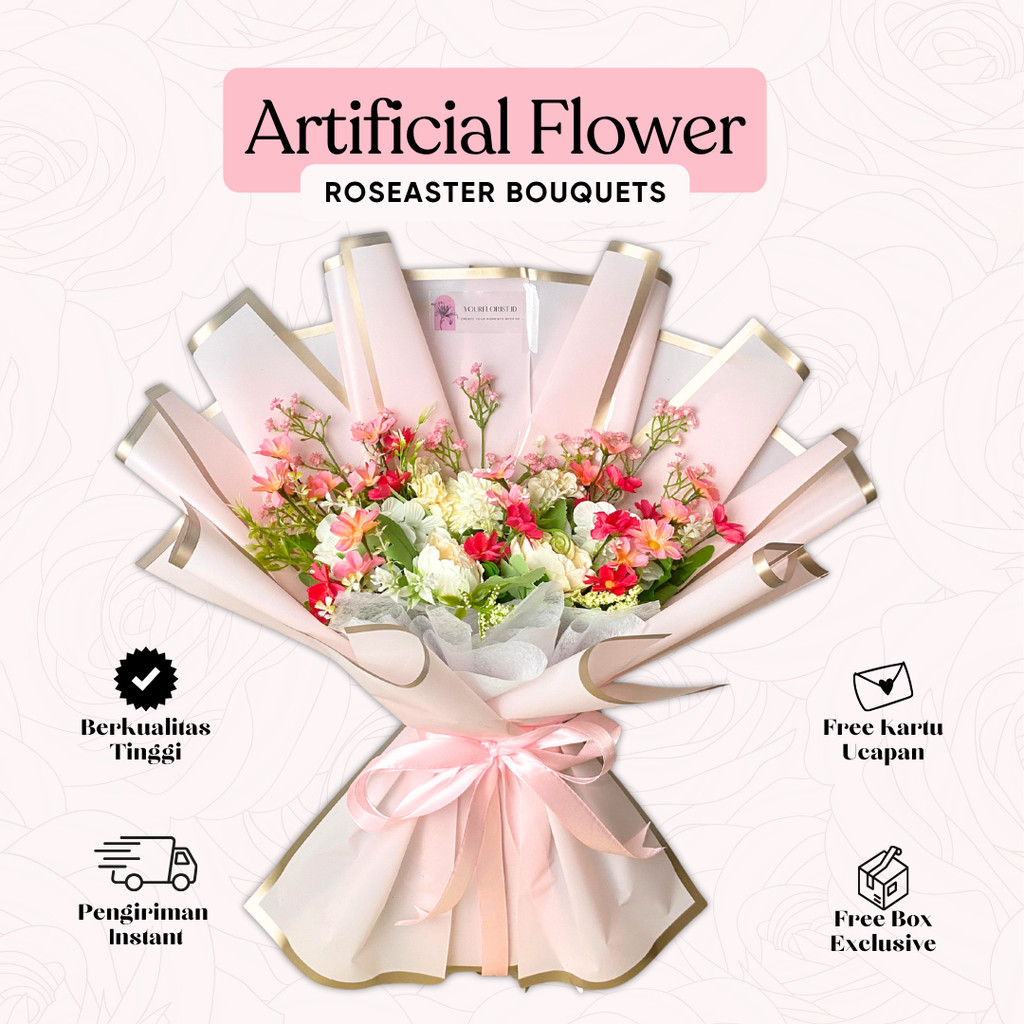 Jual Bouquet Bunga Artificial Rose Aster Hadiah Wisuda Pernikahan Ulang ...