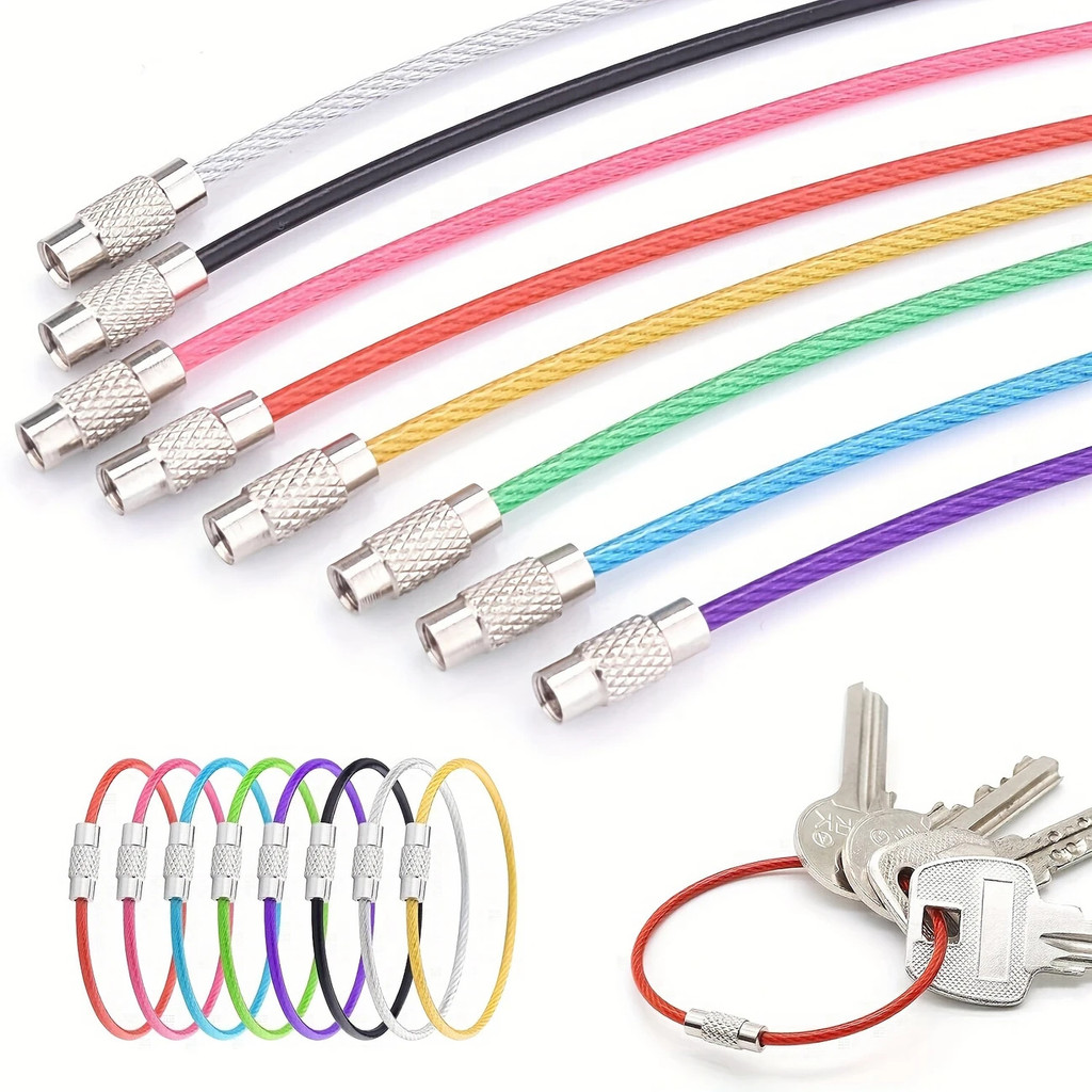 Jual Colorful Stainless Steel Wire Keychain Ring Key Keyring Circle ...
