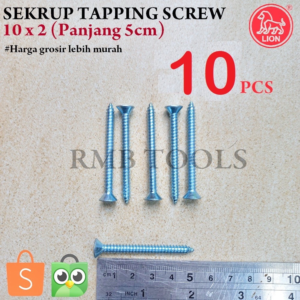 Jual 10x2 Sekrup Tapping FH Verseng Panjang 5cm 10 / Skrup Tapping FH ...
