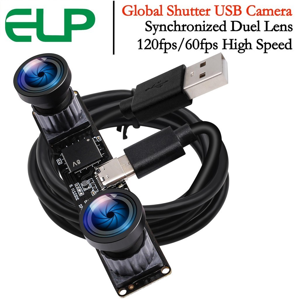 Jual ELP Global Shutter Synchronization Dual USB Camera 4MP 3200X1200 High Frame Rate 60fps ...