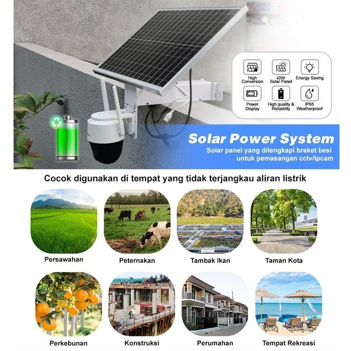 Jual SPS 40WP Black 20AH 30AH Solar Panel Surya Lithium Battery 12V 2A ...