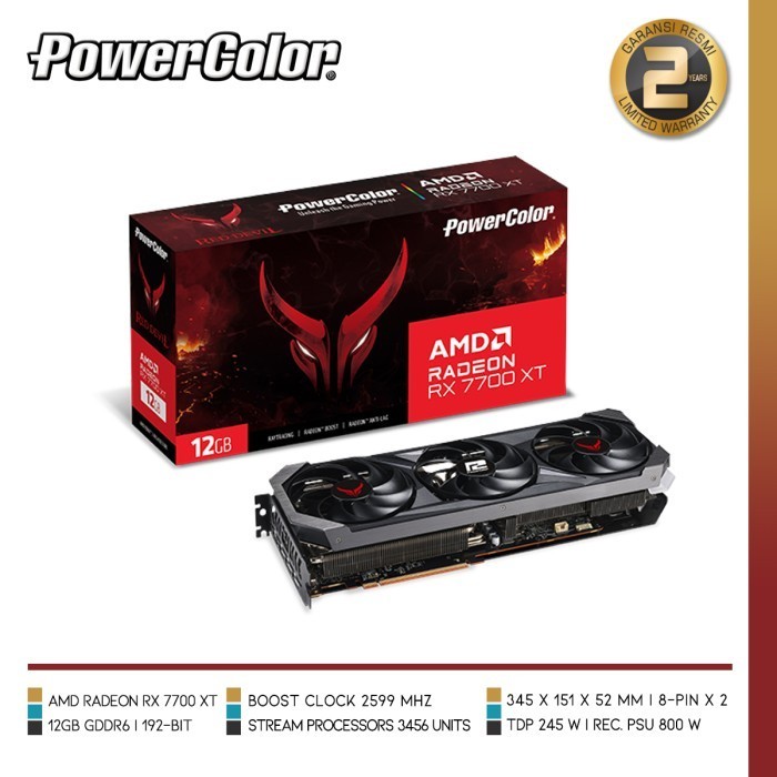 Jual POWERCOLOR Red Devil AMD Radeon RX 7700 XT 12GB GDDR6 | Shopee ...