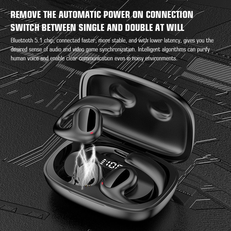 Jual Earphone bluetooth TWS F60 Headset Bluetooth Nirkabel Bluetooth v5.3 Konduksi Tulang ...