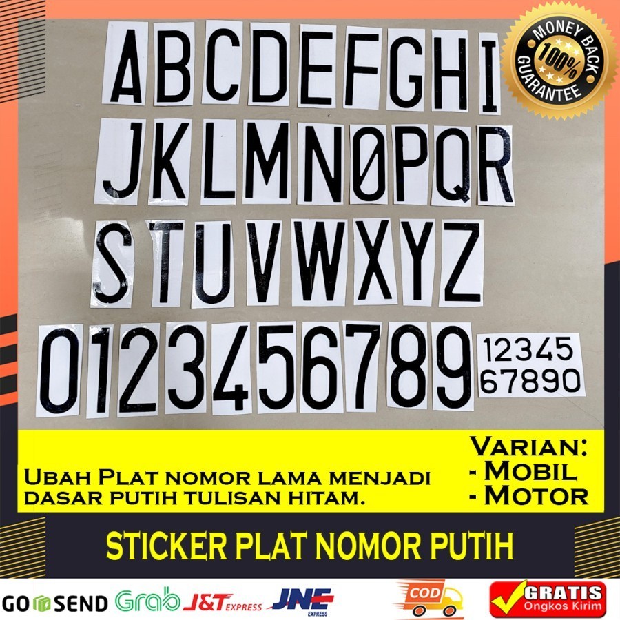 Jual Stiker Sticker ANGKA PAPAN Nomor PUTIH Mobil Motor TERBARU ...