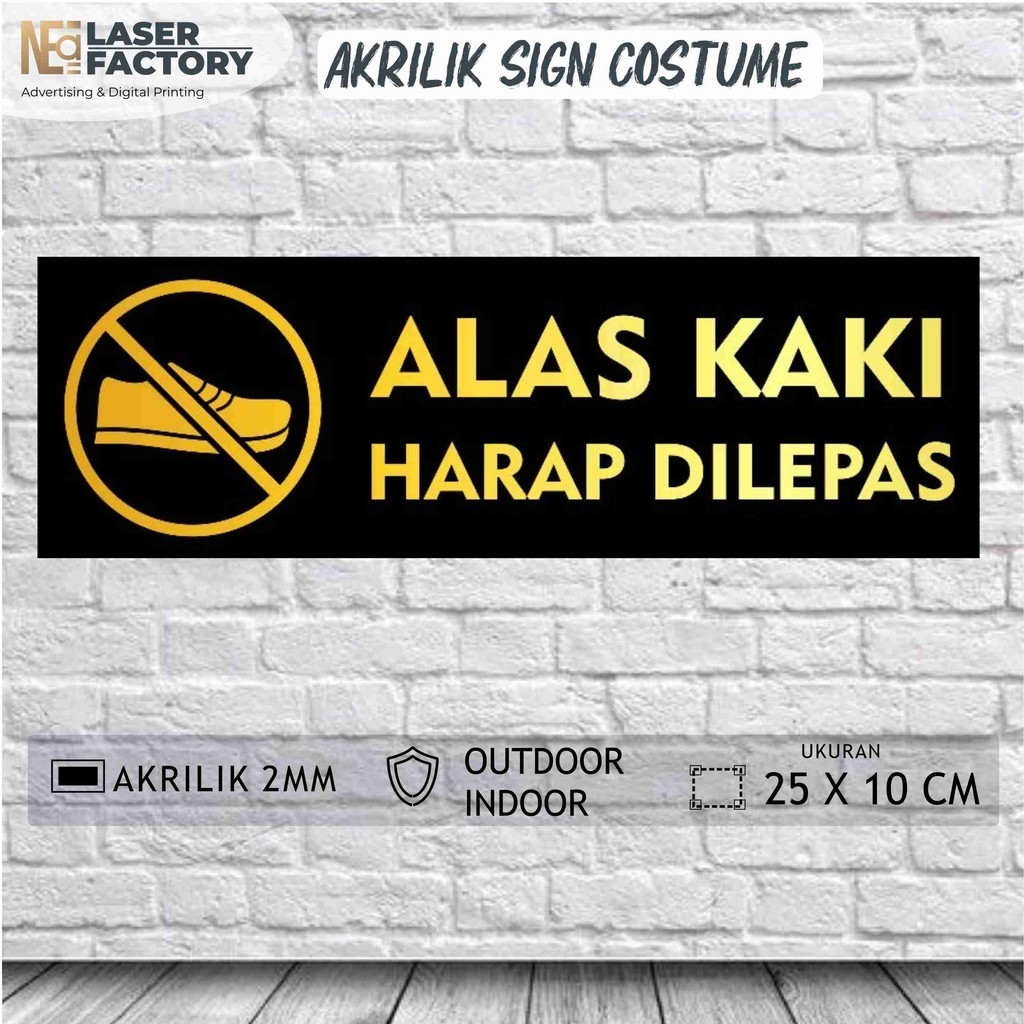 Jual Akrilik Signage alas kaki harap dilepas stiker Sign Board | Shopee ...