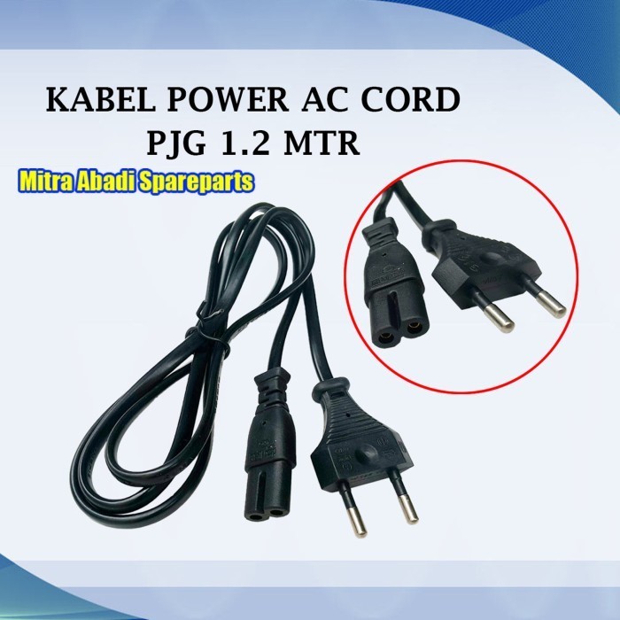 Jual Kabel 2 Pin EU Euro Male Plug to Power AC Cord IEC Female C7 1.2 ...