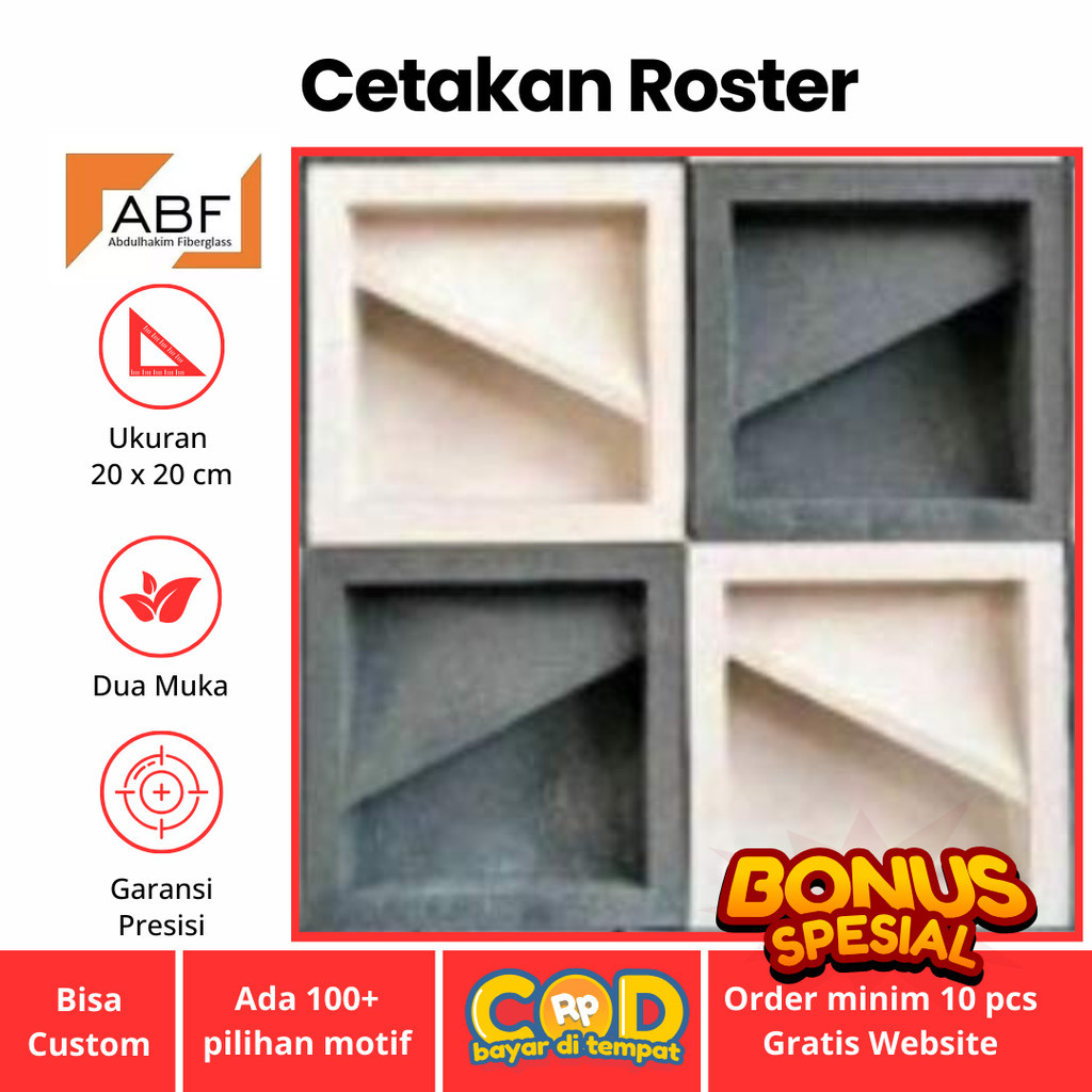 Jual Cetakan roster fiber model diagonal 20cm / cetakan roster ...