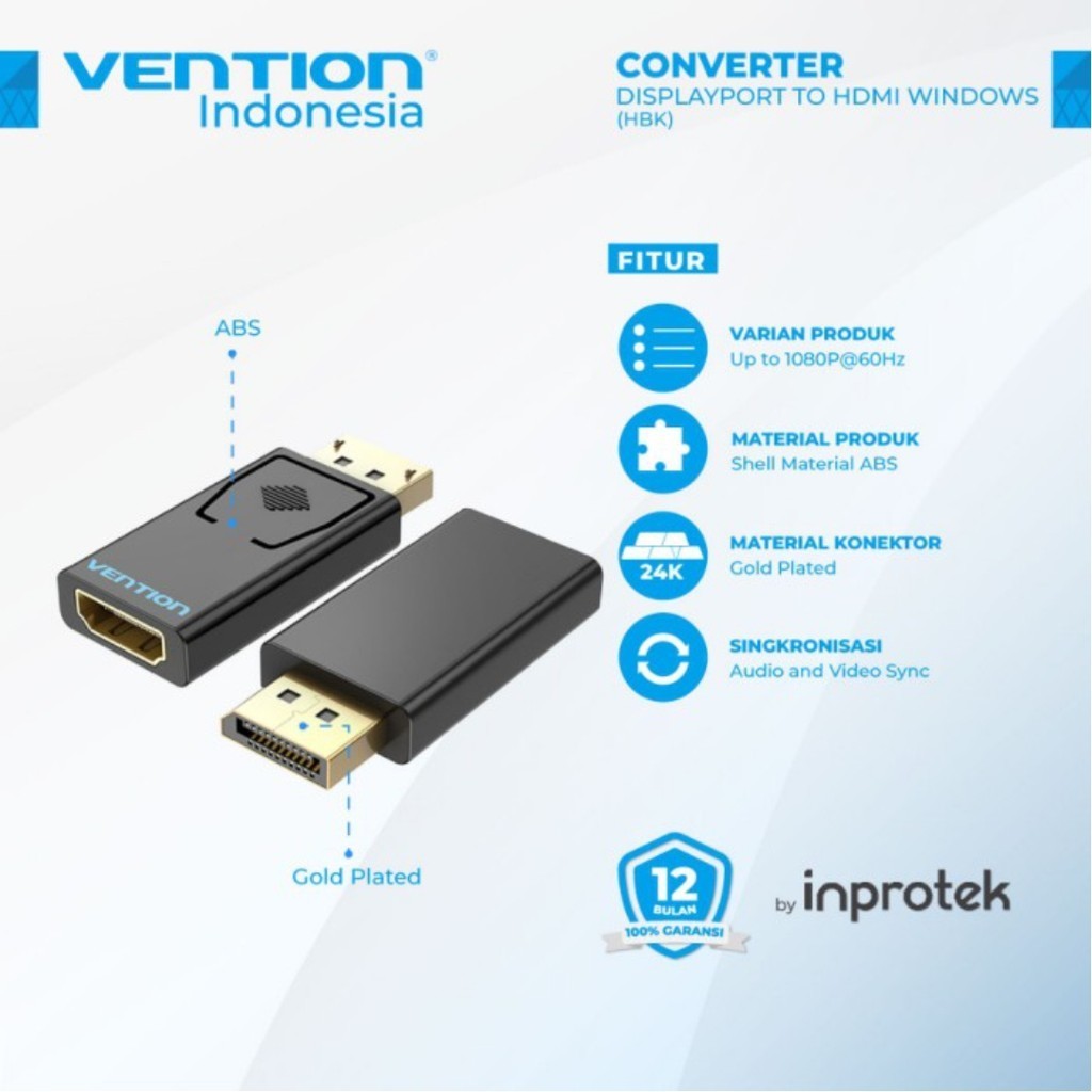 Jual Vention Converter Displayport DP To HDMI Adapter (HBKB0) | Shopee ...