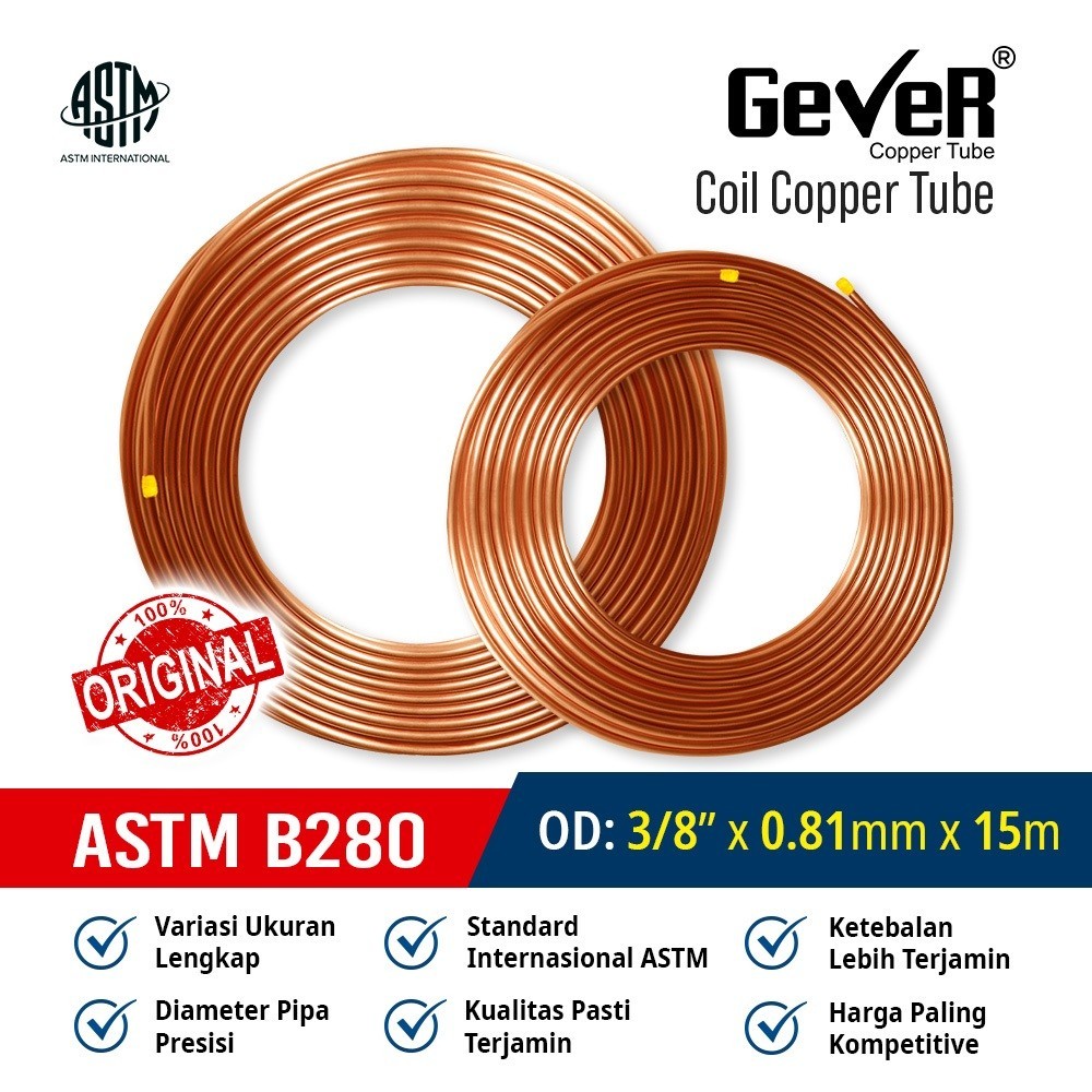 Jual Pipa Tembaga 3/8 Inch x 0.81mm Panjang 15 meter ASTM B280 ...