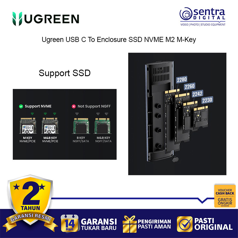Jual Ugreen Enclosure Casing SSD NVME M2 Case 2230 2242 2260 2280 Size ...