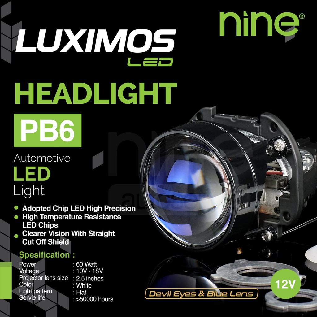 Jual LAMPU BILED/PROJECTOR LED HEADLIGHT 2,5 INCH DEVIL EYE NINE ...