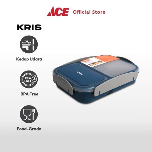Jual Ace Kris 1.1 ltr Kotak Makan 2 Sekat Dengan Sendok Garpu - Biru ...