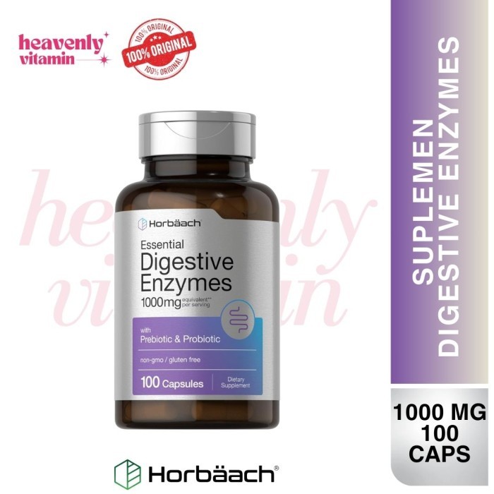 Jual Horbaach Essential Digestive Enzymes 1000mg - 100 Capsules, Non ...