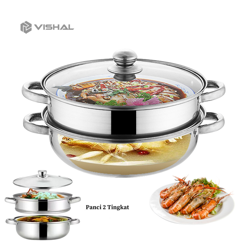 Jual VISHAL Panci Steamer Stainless 2 Tingkat Multifungsi/ Set Panci ...