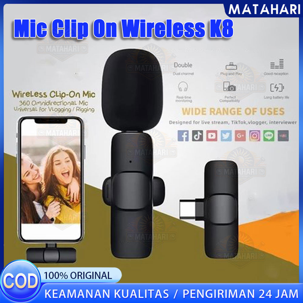 Jual Mic Clip On Wireless K8 MicroPhone Mic Clip On Youtuber Wireless ...
