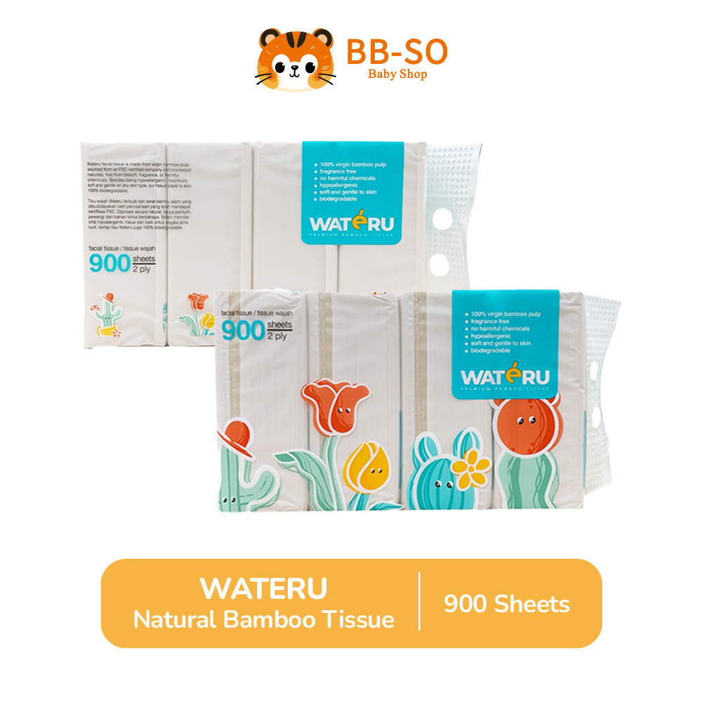 Jual WATERU Natural Bamboo Tissue / Tisu Bambu - Facial 900s 1 Pack ...
