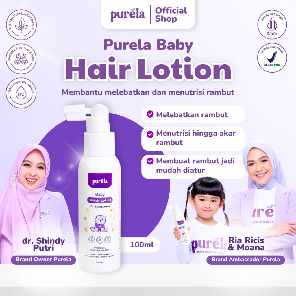 Jual PURELA HAIR LOTION 60 100ML - Melabatkan dan Menutrisi Rambut Bayi ...