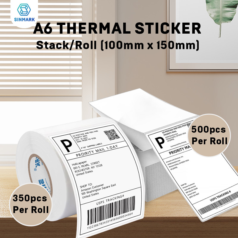 Jual 500/350 Sheets 4"x6" Thermal Label Paper 100x150mm Adhesive ...