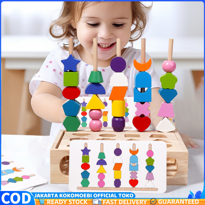 Jual Puzzle Shape Matching Set Mainan Edukasi Anak Chunky Wooden Puzzle ...
