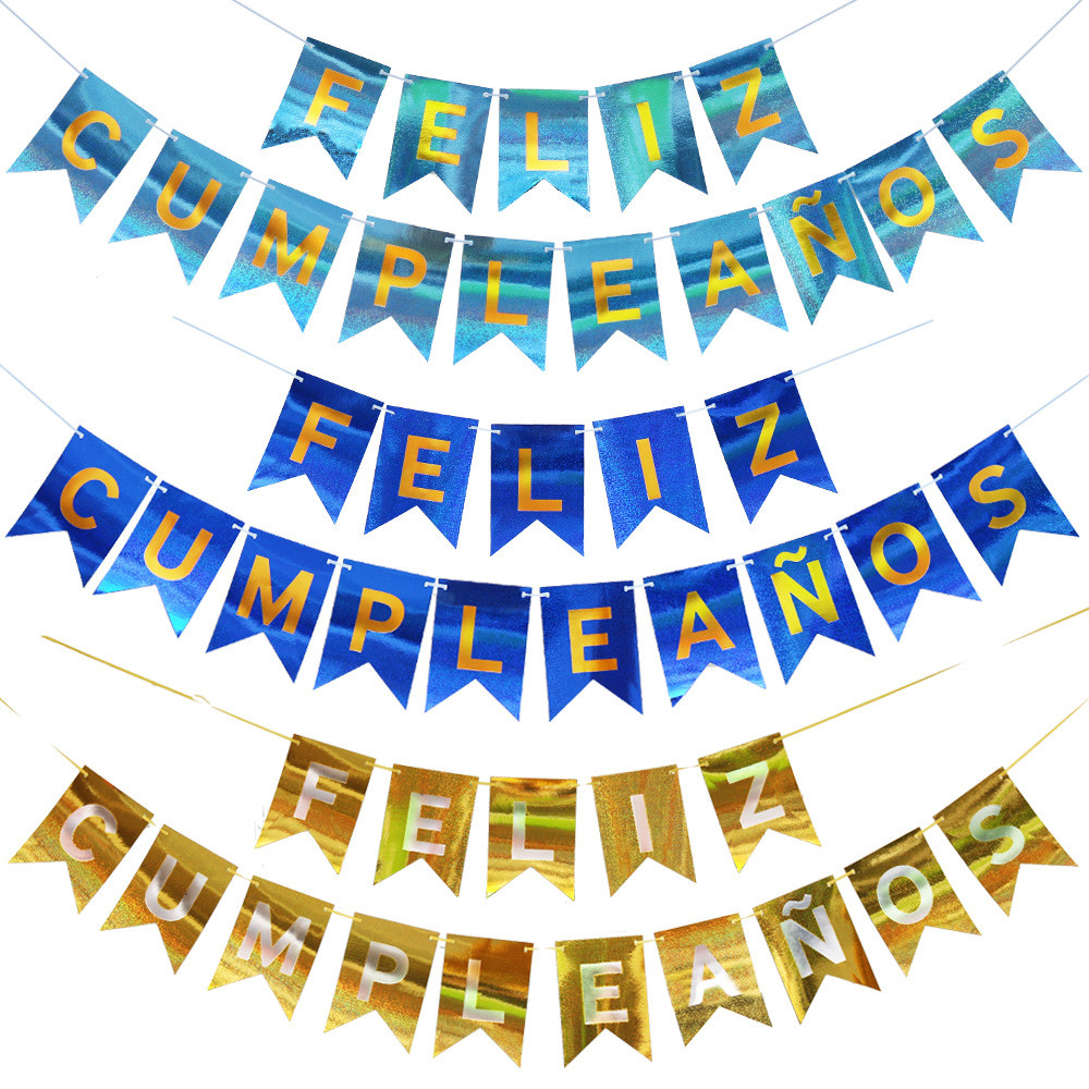 Jual New Laser Spanish Happy Birthday Banner Party FELIZ CUMPLEANOS ...
