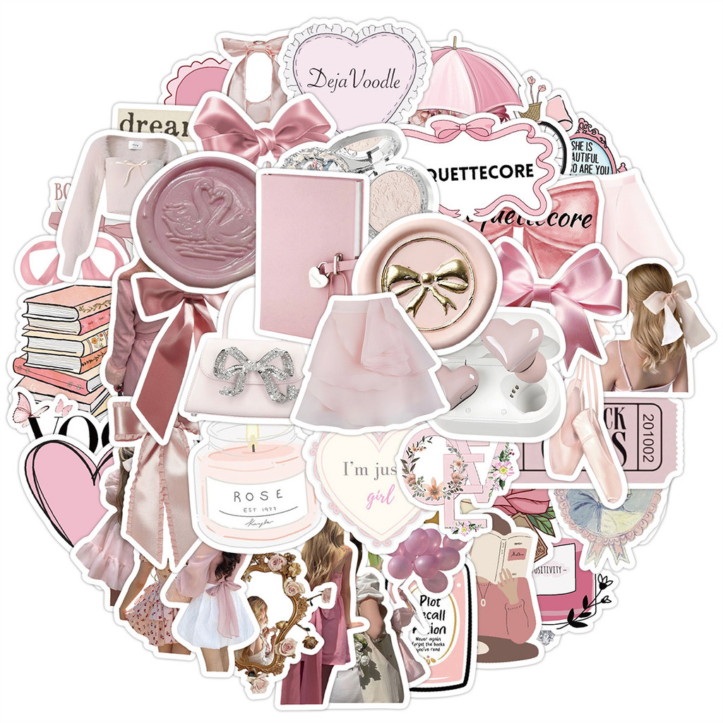 Jual 50Pcs Cute Pink Coquette Stickers Ins Style DIY Stickers ...