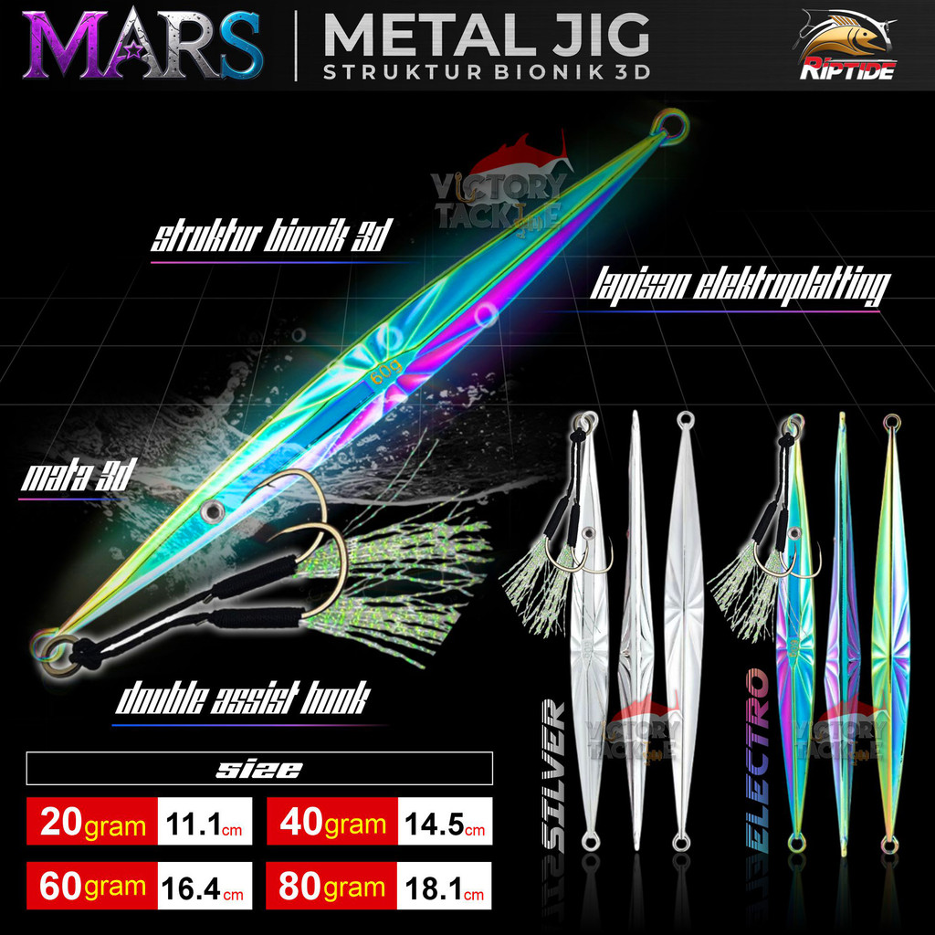 Jual UMPAN MANCING METAL JIG RIPTIDE MARS ELECTROPLATTING COLOR BERAT ...