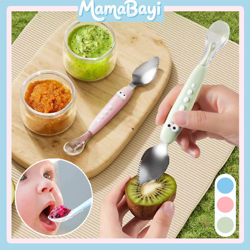 Jual Berkepala Dua Sendok Makan Baby Sendok Makan Silicon BPA Free ...