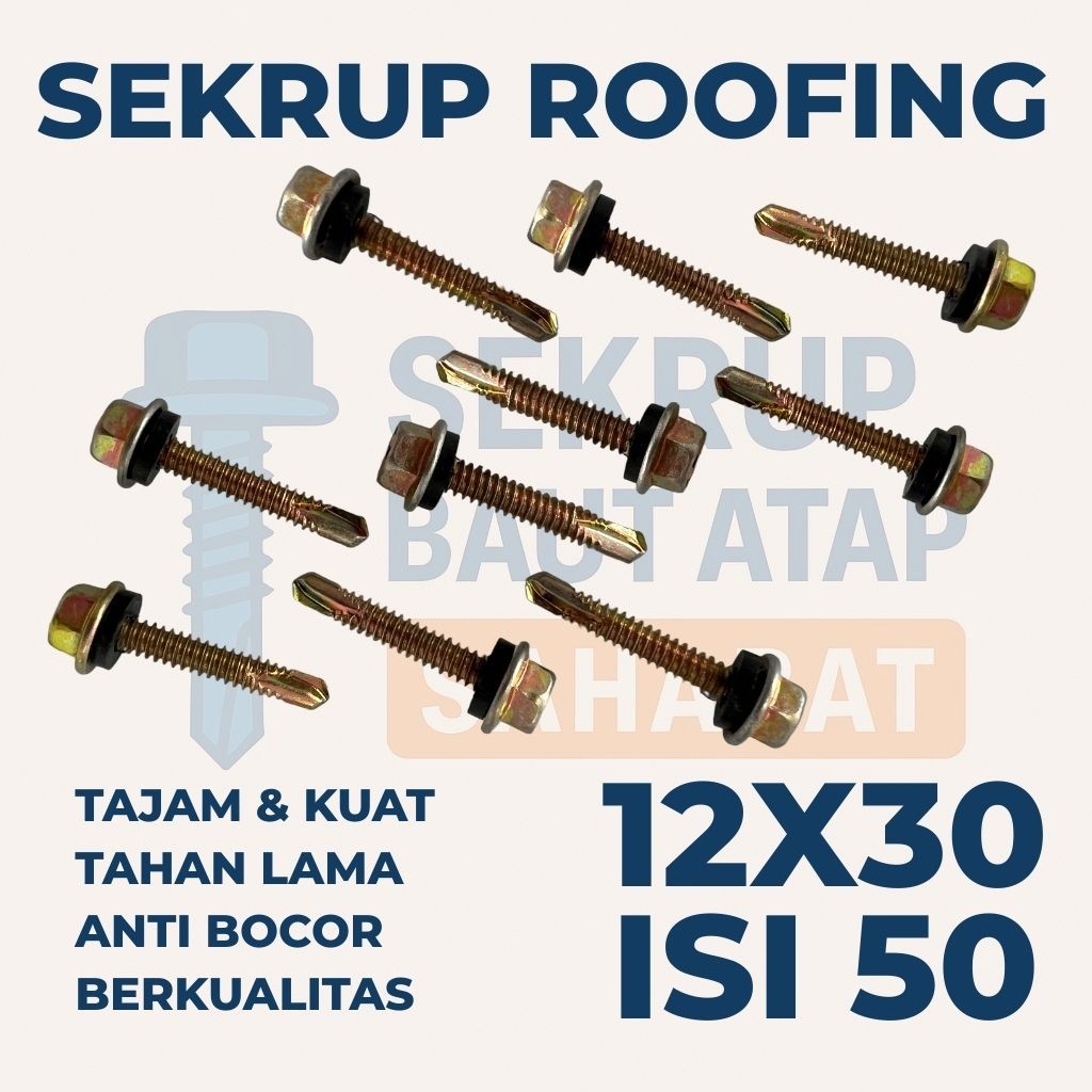 Jual SEKRUP ROOFING 3CM 12x30 (ISI 50 PCS)– Baut Atap Seng / Baut ...