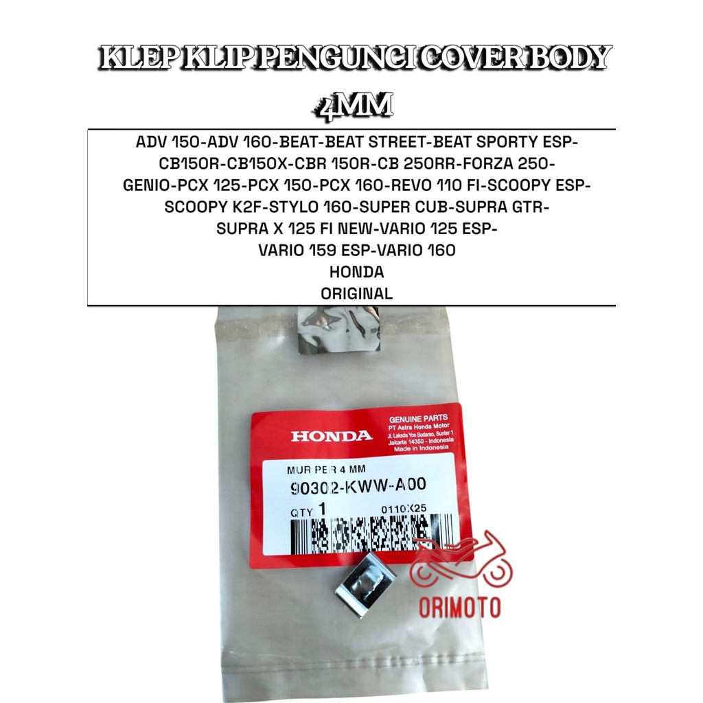 Jual Orimoto- KLEP KLIP PENGUNCI COVER BODY ADV PCX VARIO STYLO REVO ...