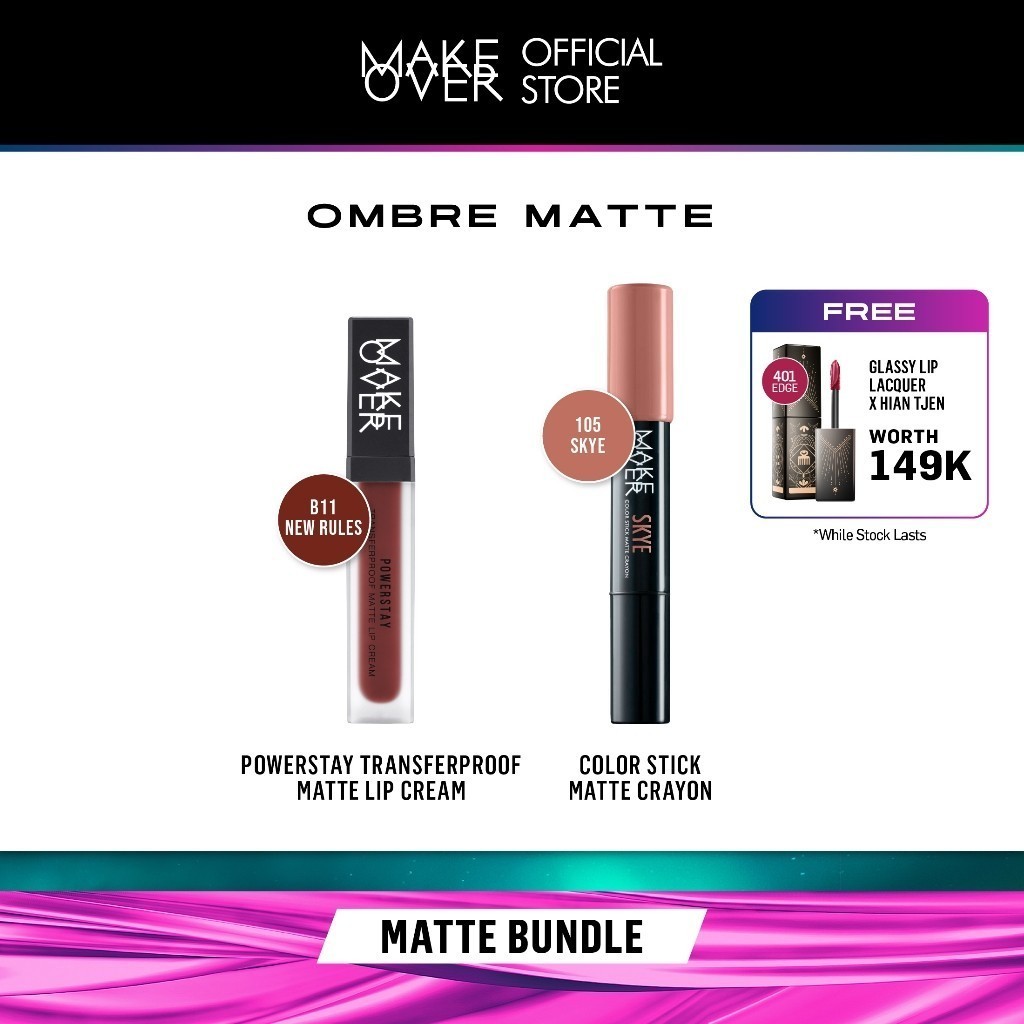 Jual MAKE OVER MATTE BUNDLE : Transferproof Matte Lip Cream, Color ...