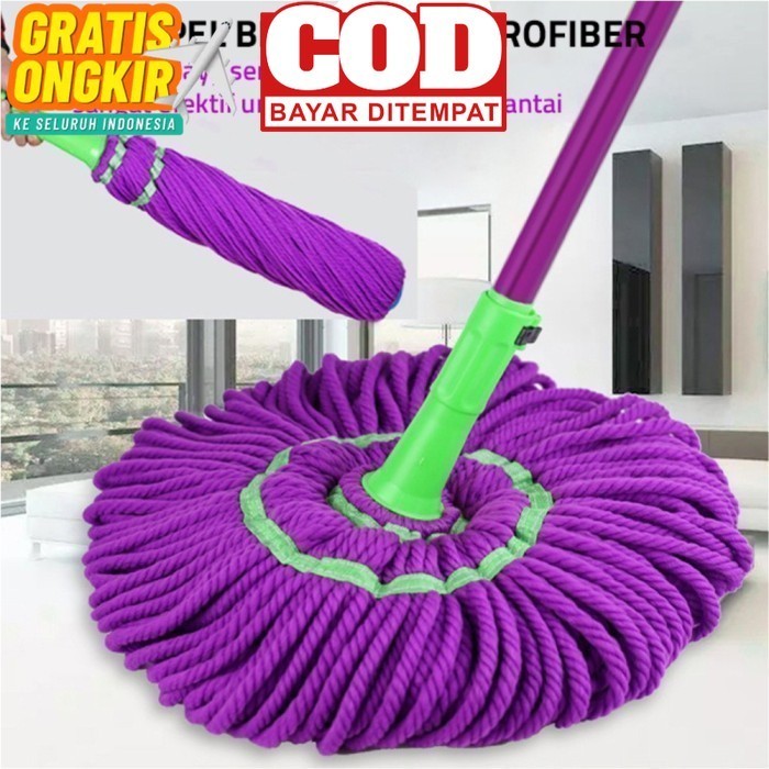 Jual Kain Pel Putar Microfiber Twist Mop Otomatis Peras Pembersih ...