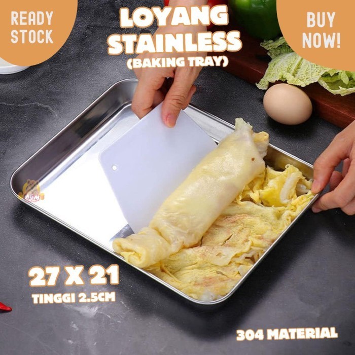 Jual Baking tray Stainless 304 TEBAL nampan tinggi 2.5cm ukuran 27x21 ...