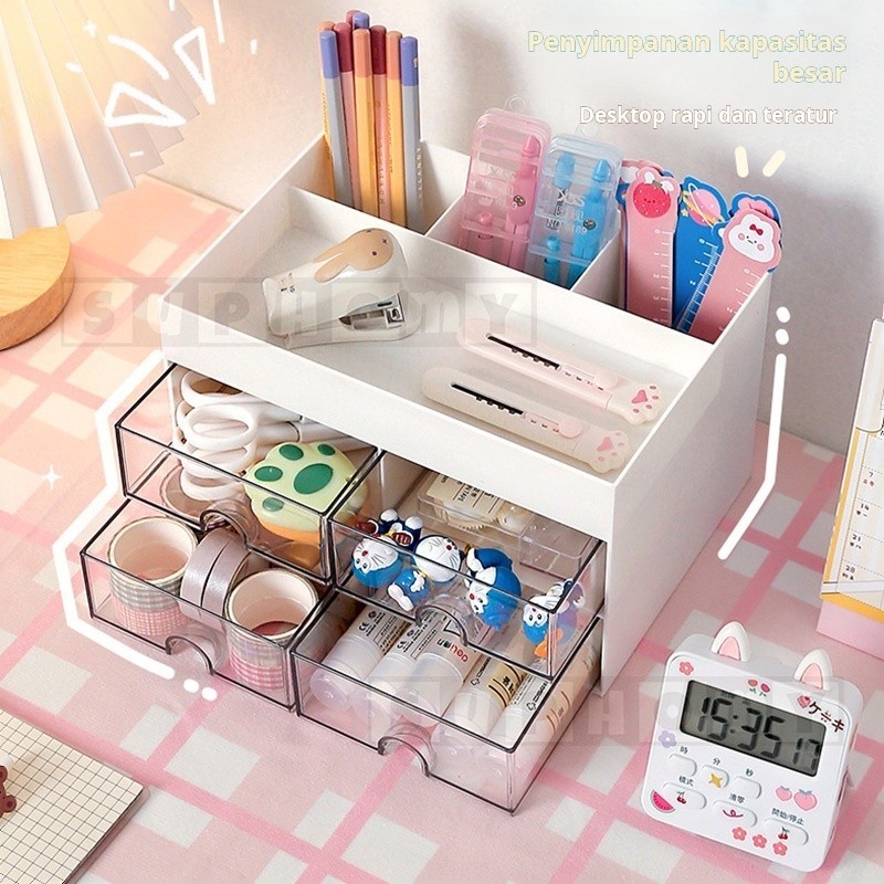 Jual Kotak Pensil Meja Laci Mini Kotak Alat Tulis Desktop Organizer ...